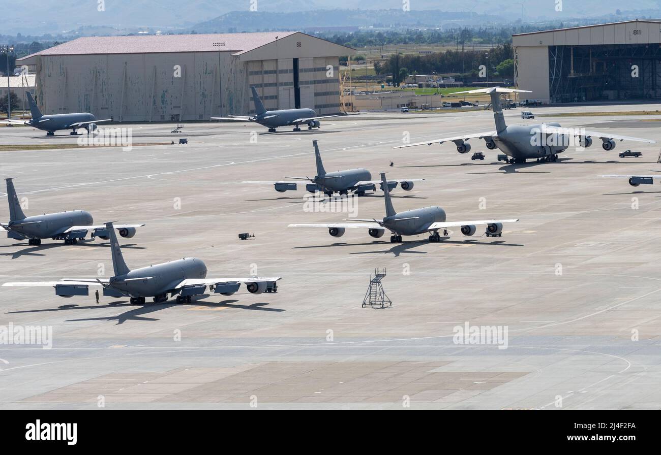 U.S. Air Force aircraft parked on the ramp at Travis Air Force Base ...