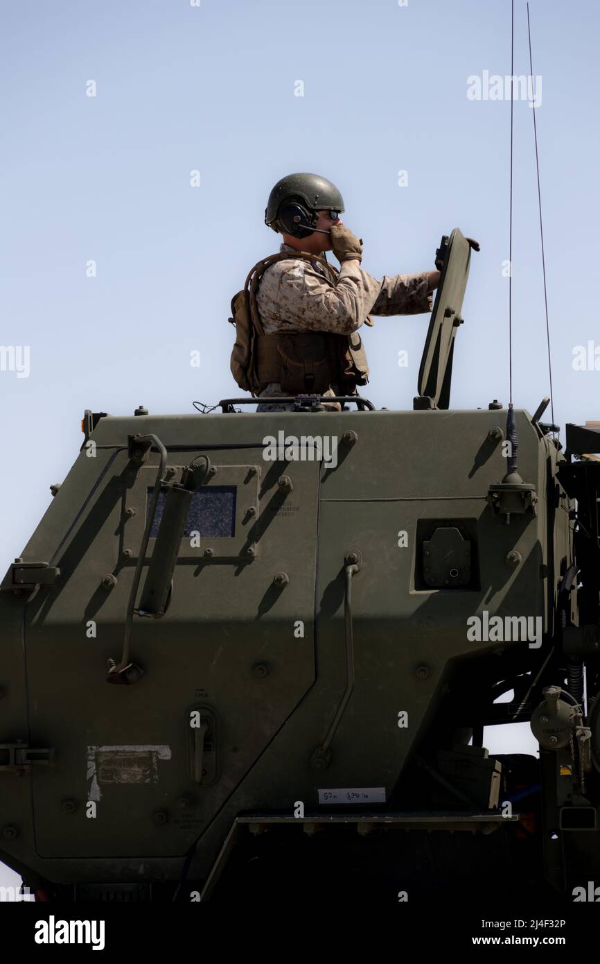 U.S. Marine Corps Sgt. Charles Conacher, a M142 High Mobility Artillery ...
