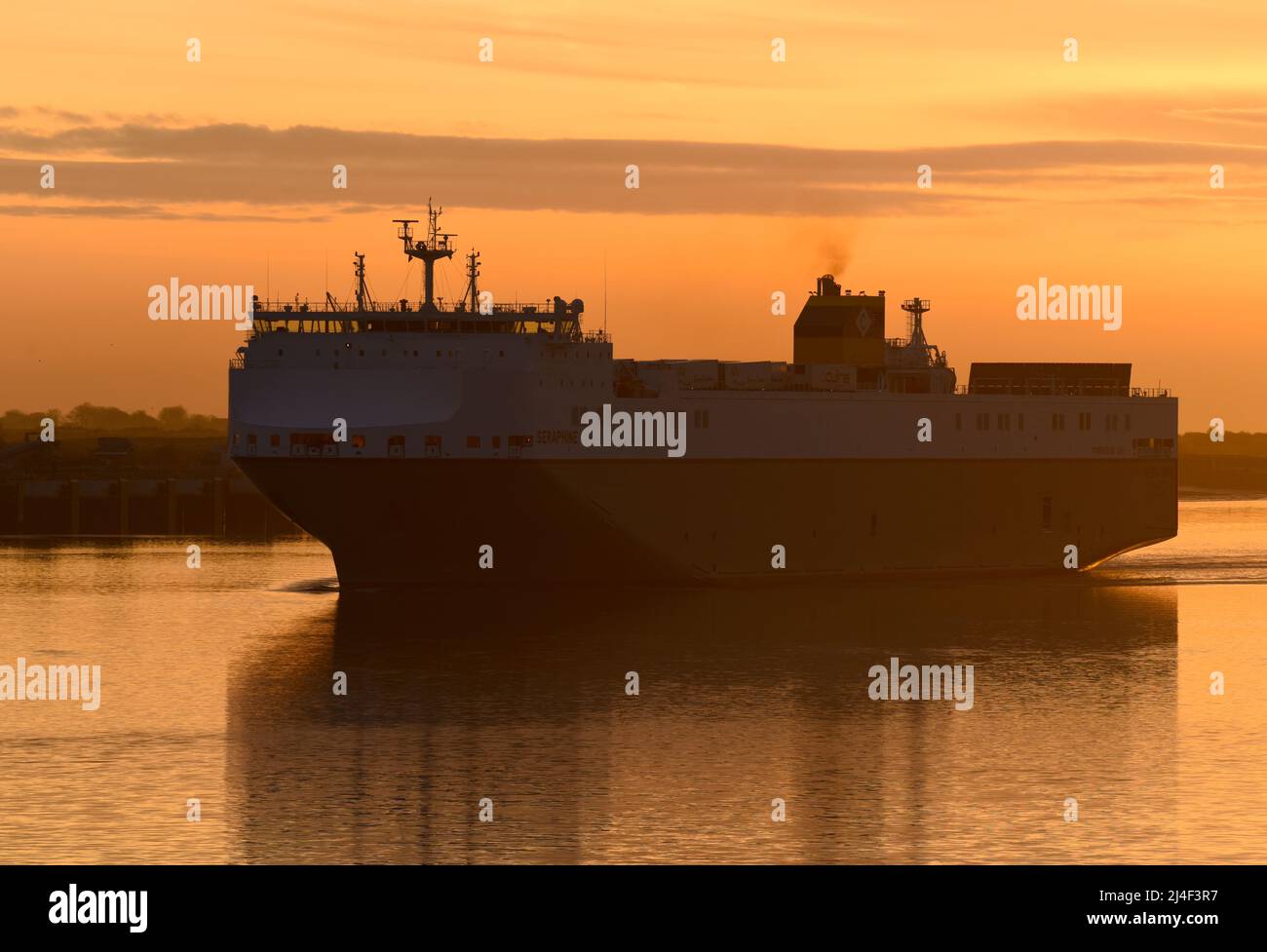 13/04/2022 Gravesend UK New LNG hybrid ro-ro cargo ship Seraphine ...