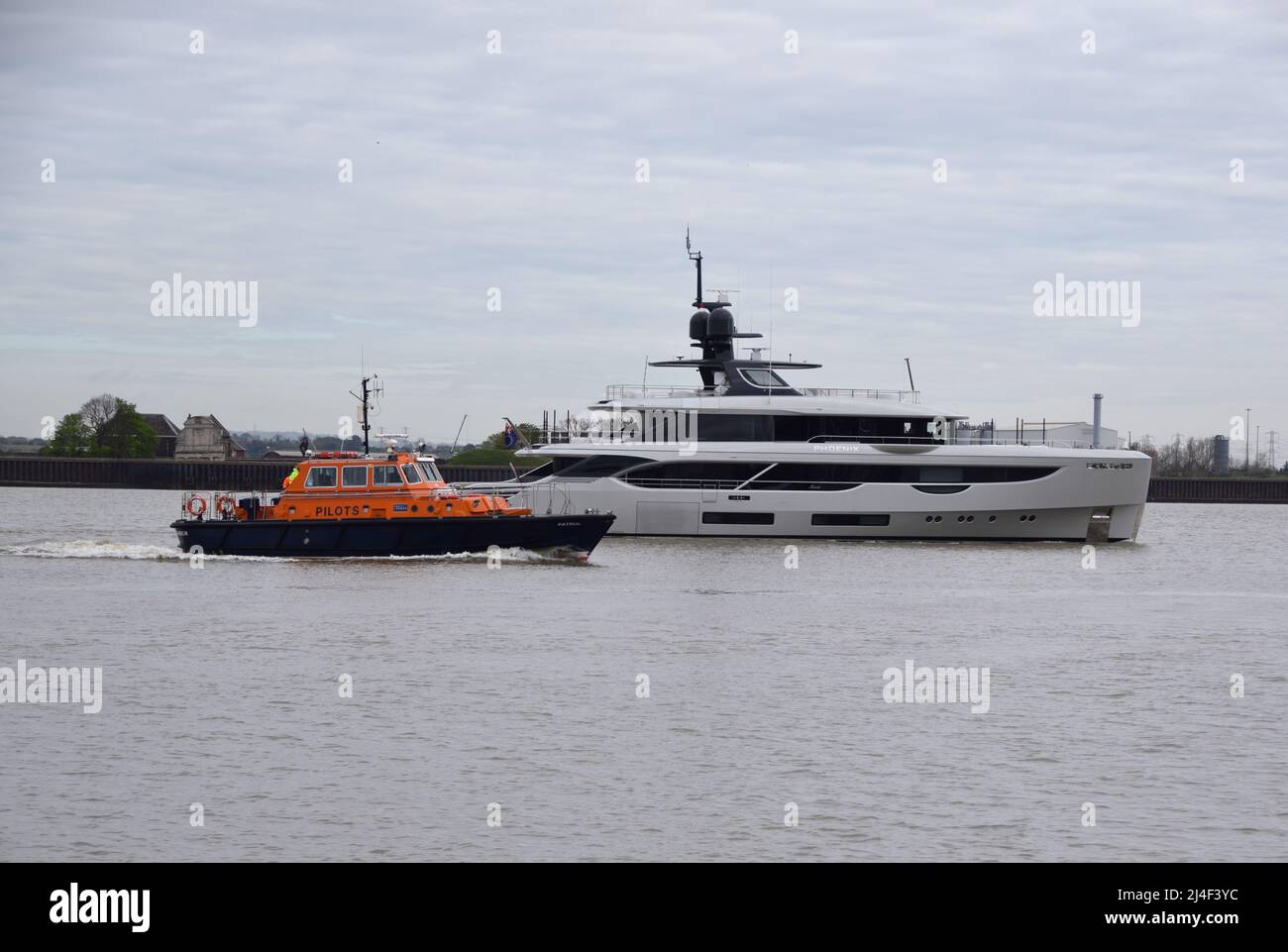 13/04/2022 Gravesend UK Super Yacht Phoenix is a brand new 41m super ...