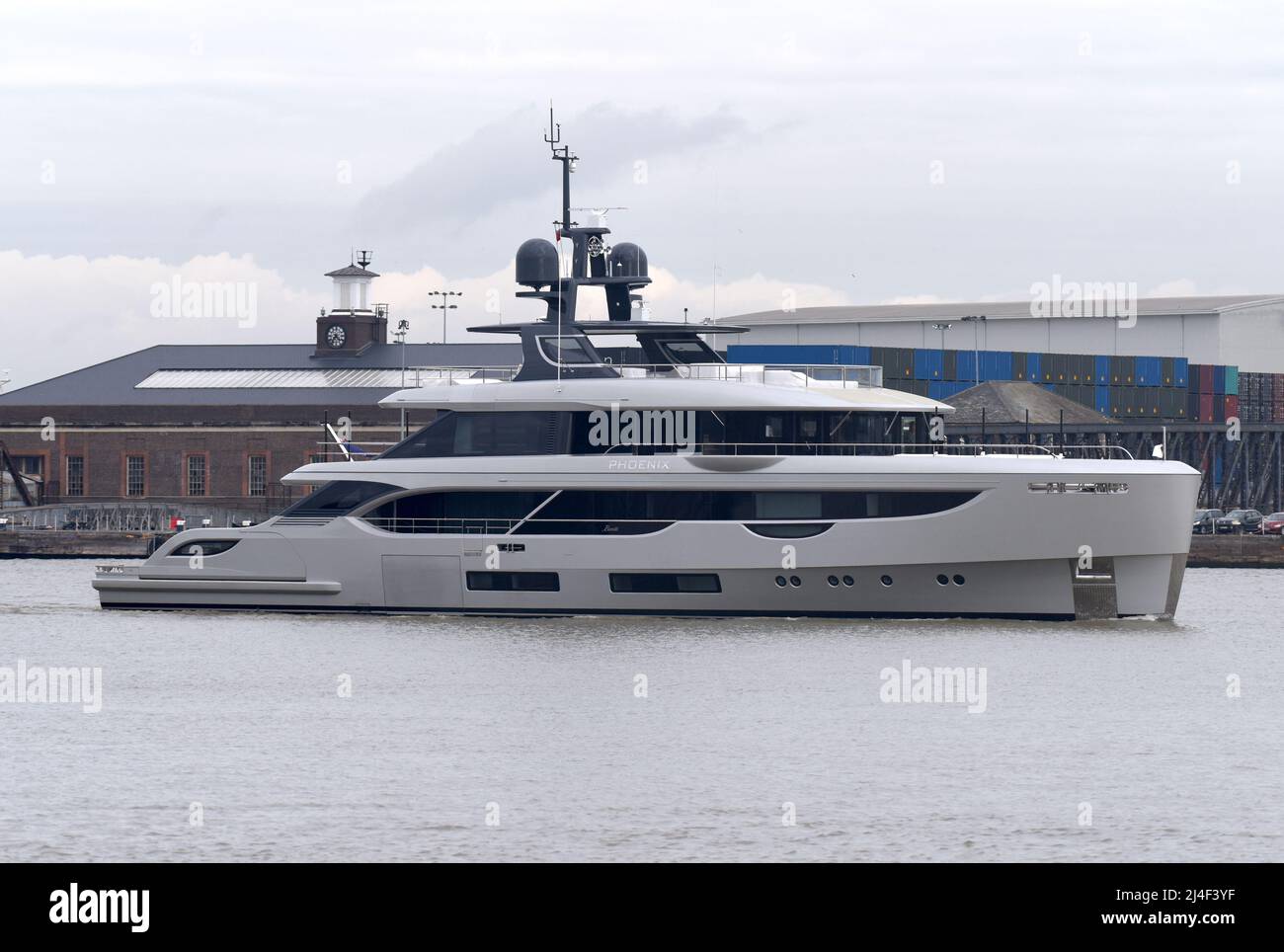 13/04/2022 Gravesend UK Super Yacht Phoenix is a brand new 41m super ...