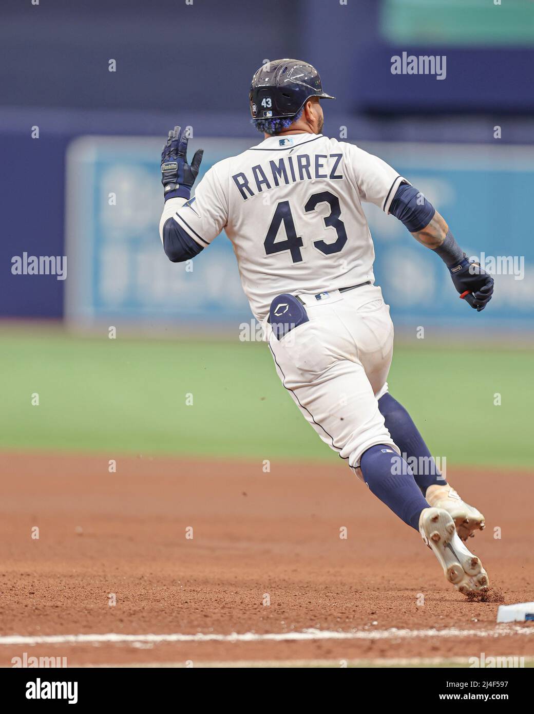 St. Petersburg, FL. USA; Tampa Bay Rays left fielder Harold Ramirez (43 ...