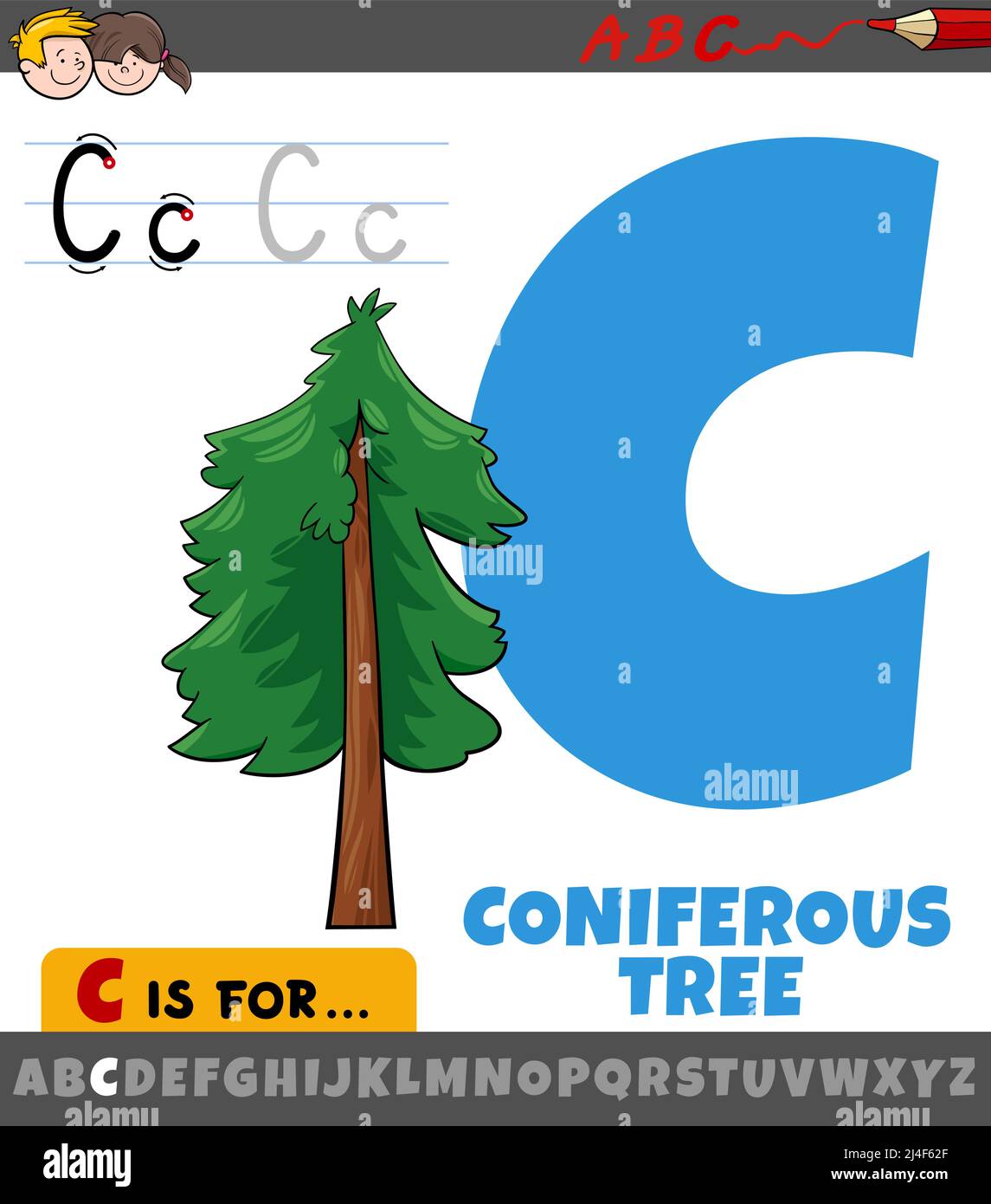 Educational cartoon illustration of letter C from alphabet with ...
