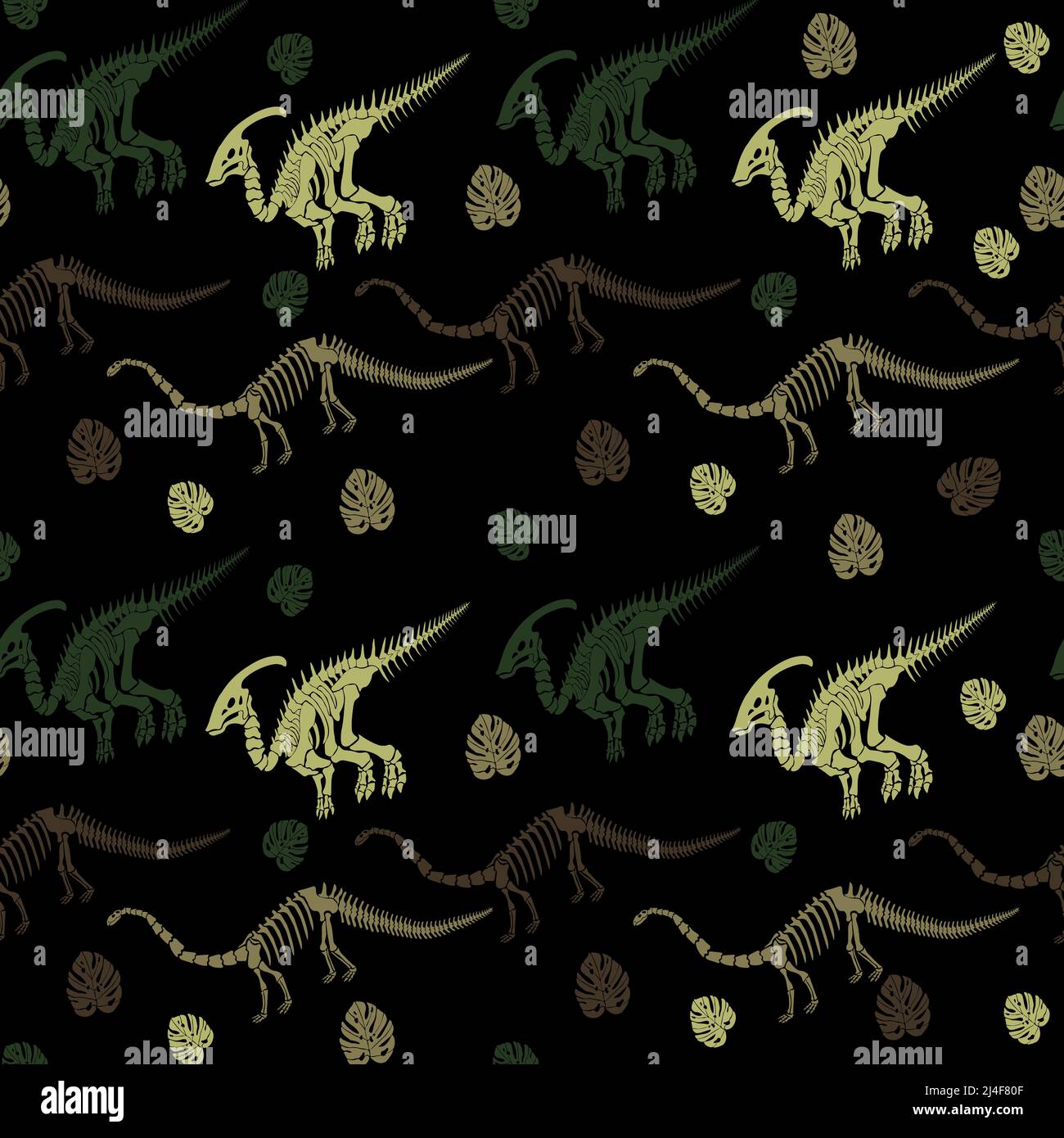 Seamless vector pattern with dinosaur skeleton Stock Vector Image & Art ...