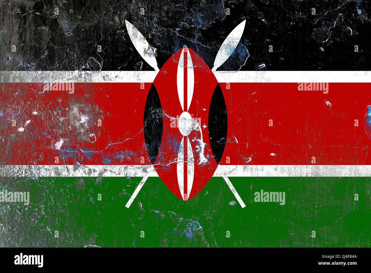 Flag of Kenya painted on a rustic old industrial metal sheet Stock ...