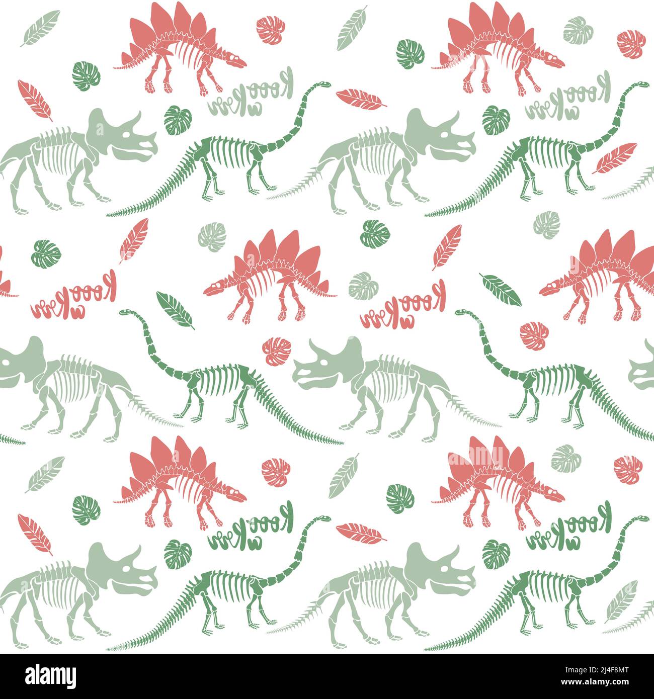 Seamless vector pattern with dinosaur skeleton Stock Vector Image & Art ...