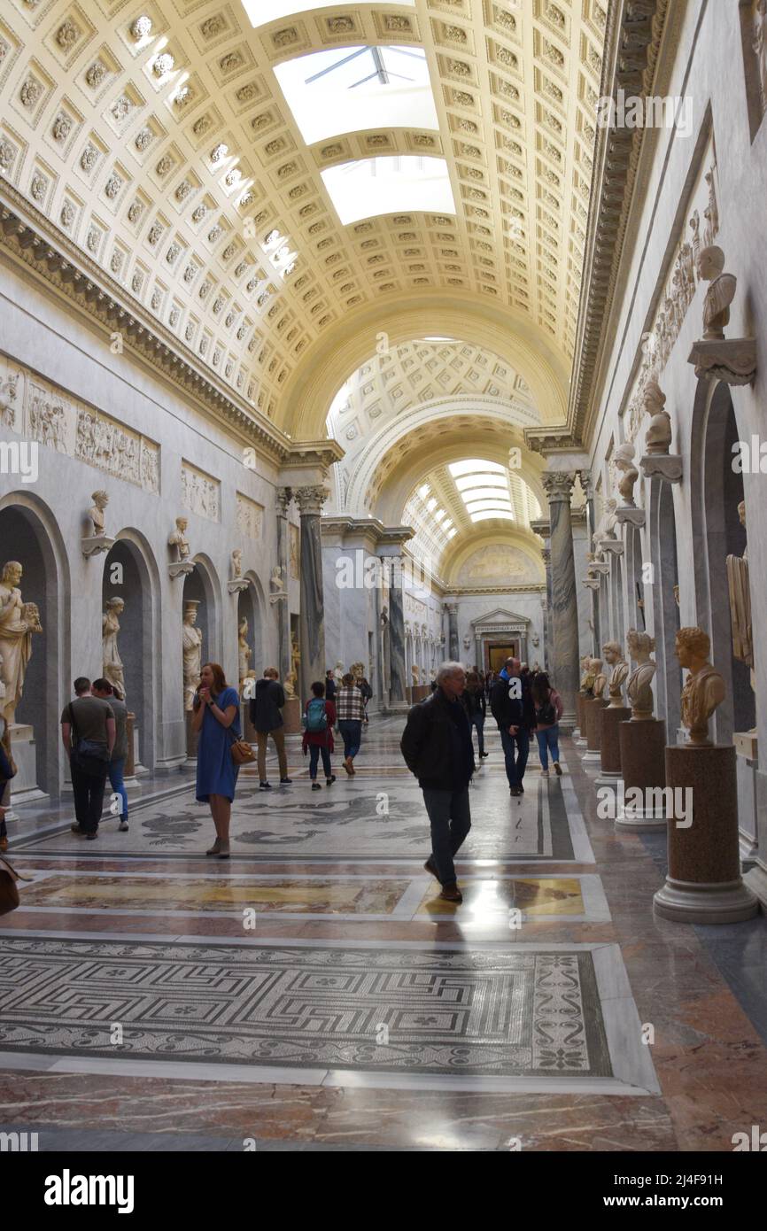 The New Wing of the Chiaramonti Museum, Vatican Museum. Along the walls ...