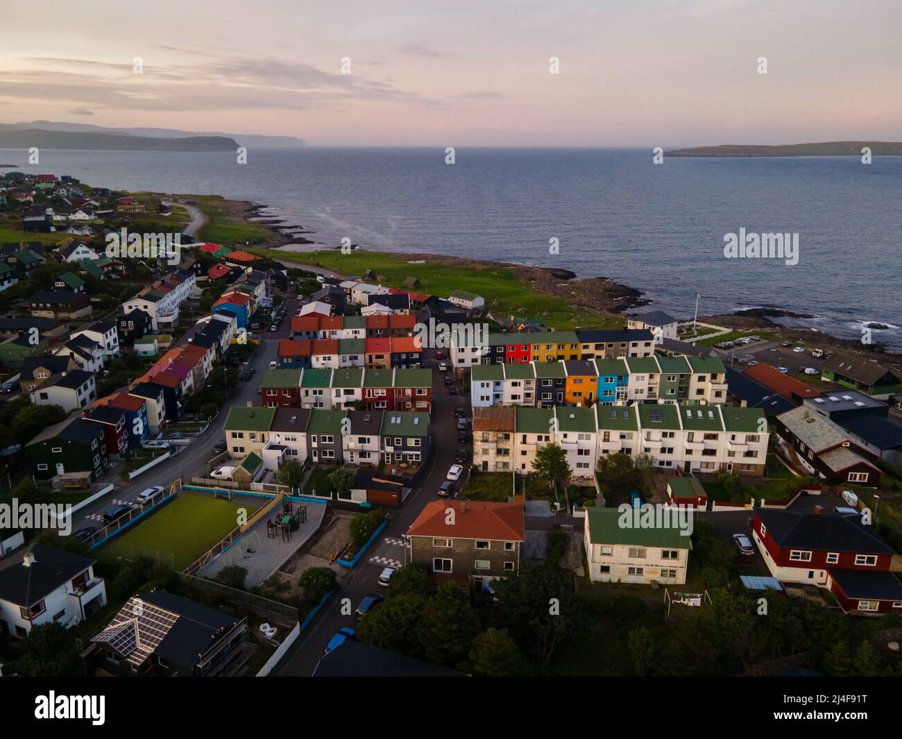 Beautiful aerial view of the City of Torshavn Capital of Faroe Islands ...