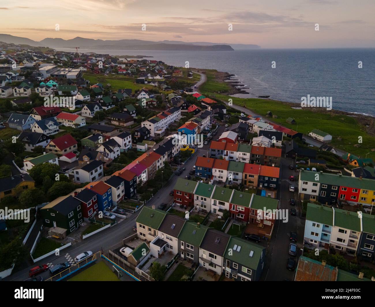 Beautiful aerial view of the City of Torshavn Capital of Faroe Islands ...