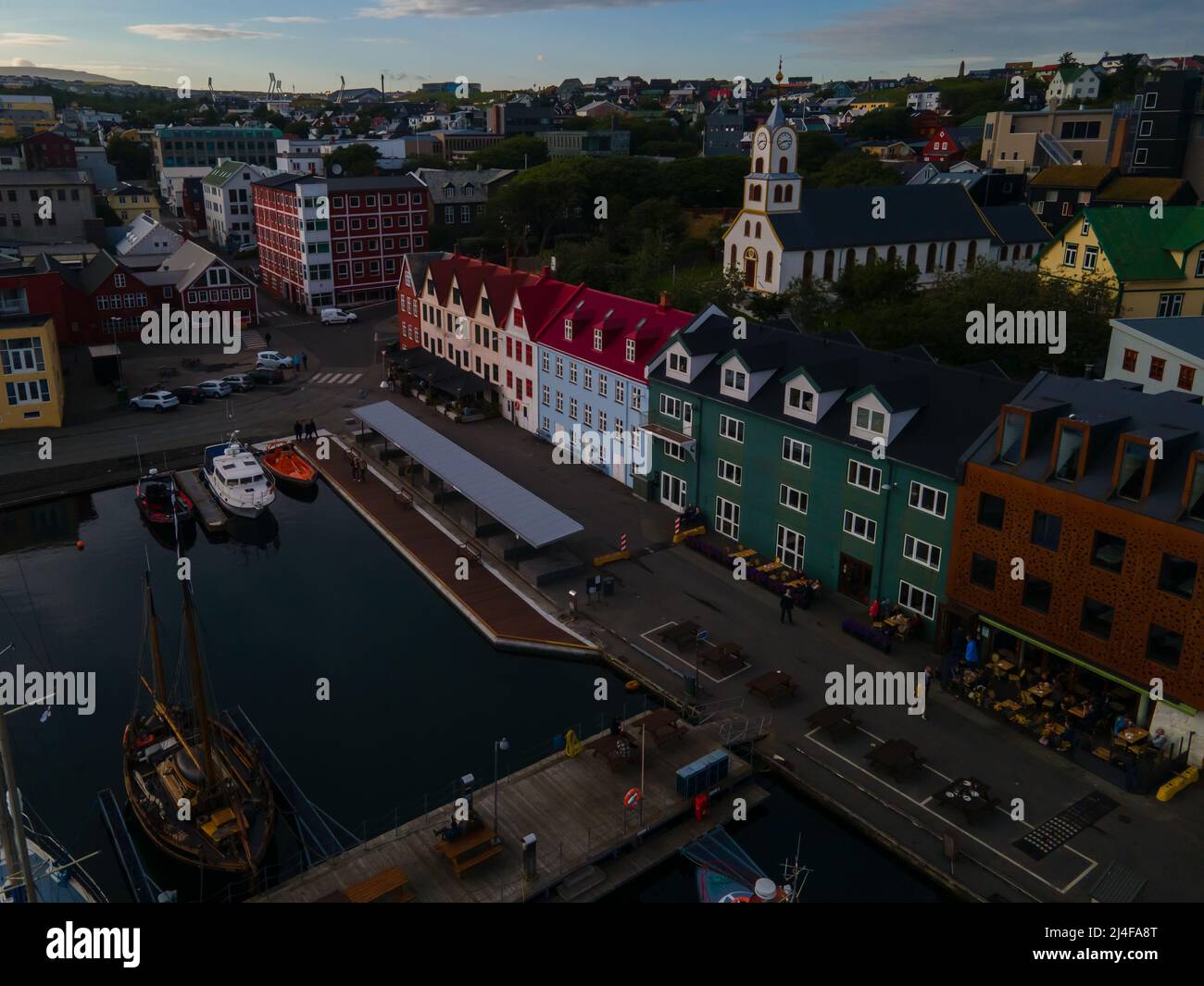 Beautiful aerial view of the City of Torshavn Capital of Faroe Islands ...