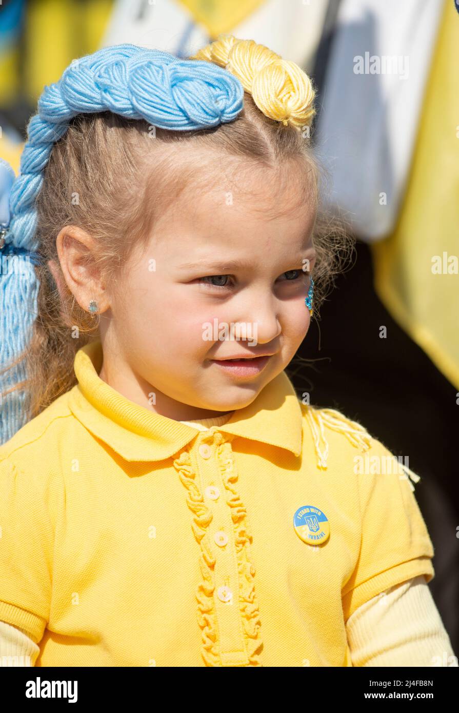 Young Ukrainian girl at the London Stands With Ukraine rally, Park Lane ...