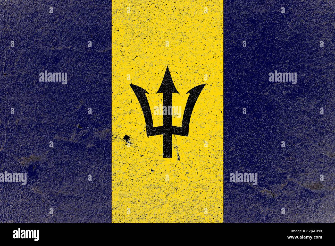 Painted barbados flag on a distressed old concrete wall surface Stock ...