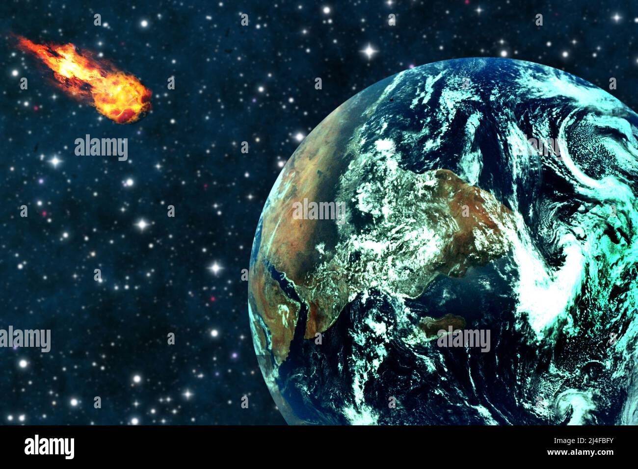 meteorite approaching planet Earth Stock Photo - Alamy