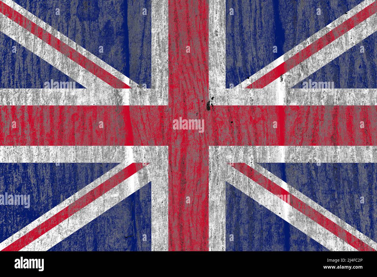 United Kingdom flag painted on a distressed old rustic metal sheet ...