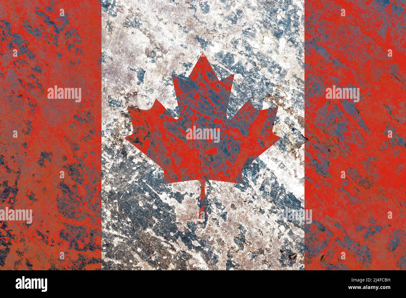 Rustic flag of canada painted on a distressed old metal sheet Stock ...
