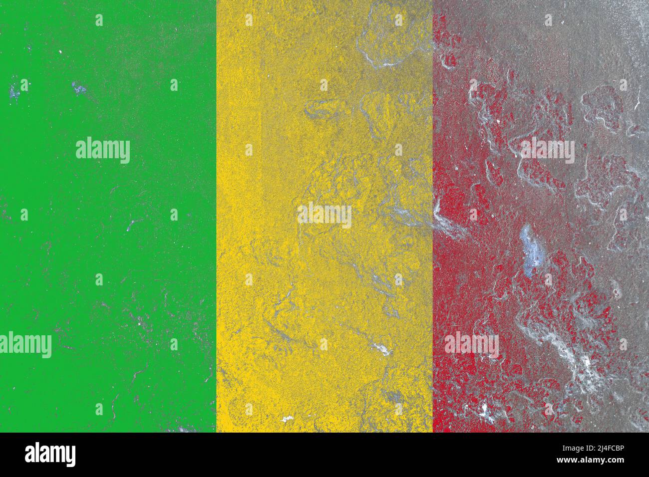 Rustic flag of mali painted on a damaged old concrete wall surface ...