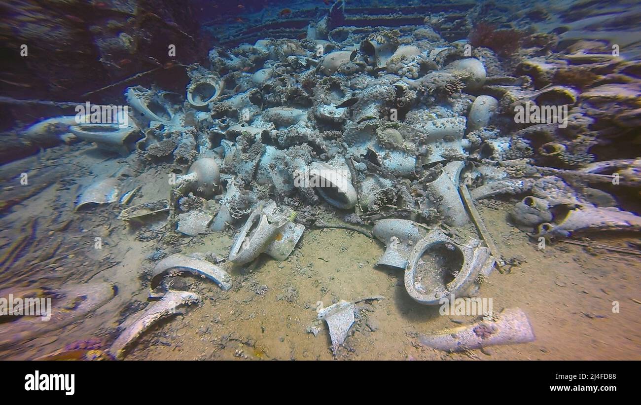 Cargo from the wreck of the Yolanda at the tip of the Sinai Peninsula ...