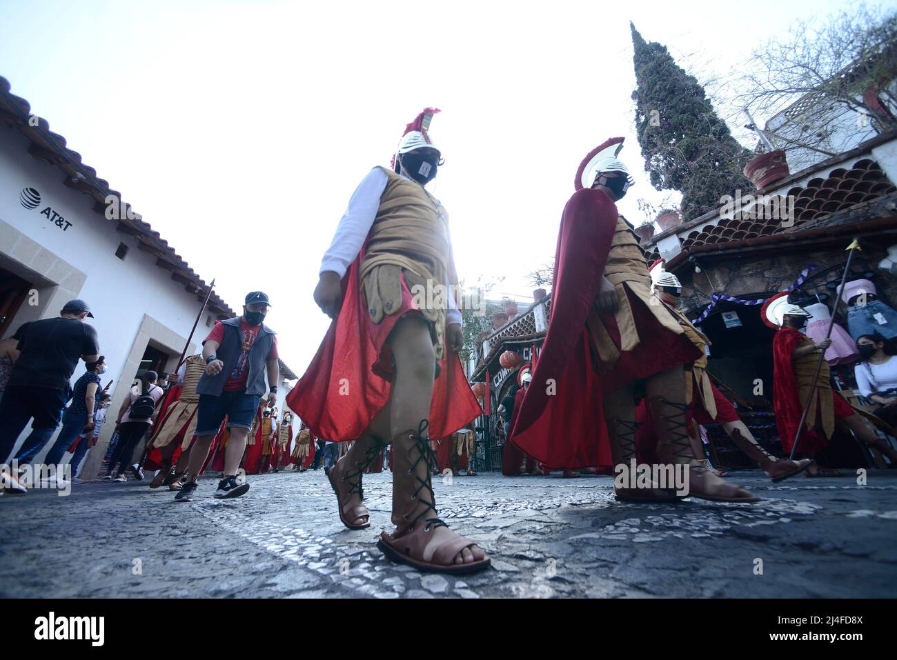 Non Exclusive: TAXCO, MEXICO - APR 14, 2022: Roman soldiers take part ...