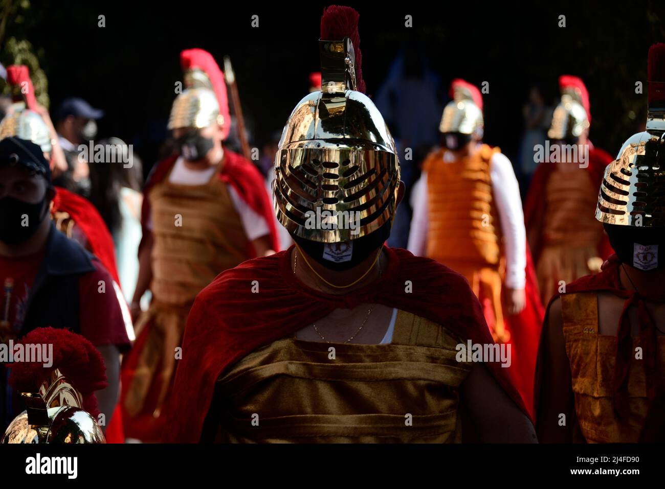 Non Exclusive: TAXCO, MEXICO - APR 14, 2022: Roman soldiers take part ...