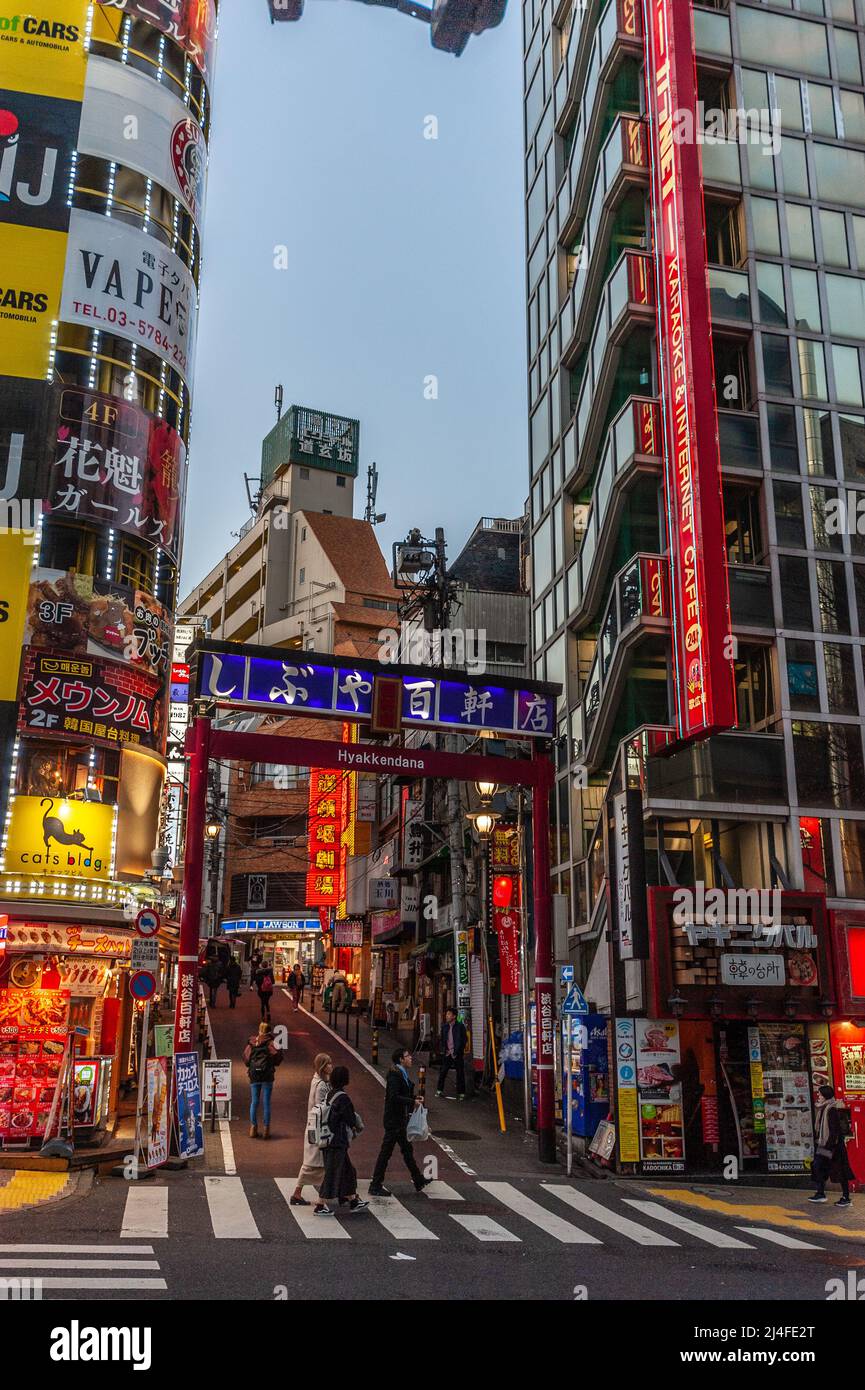 Tokyo, Japan - January 8, 2020. Many people walking along the busy ...