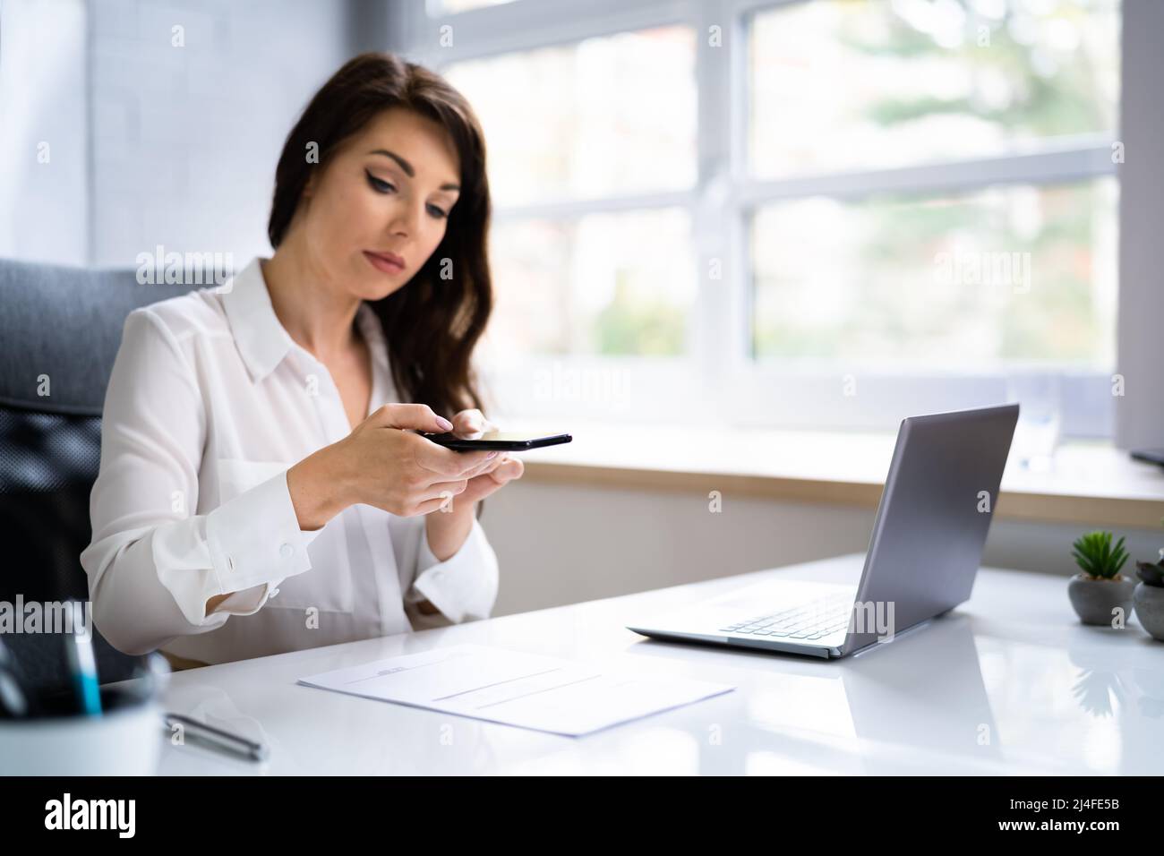 Taking Document Picture Or Photo With Phone. Smartphone Optical ...