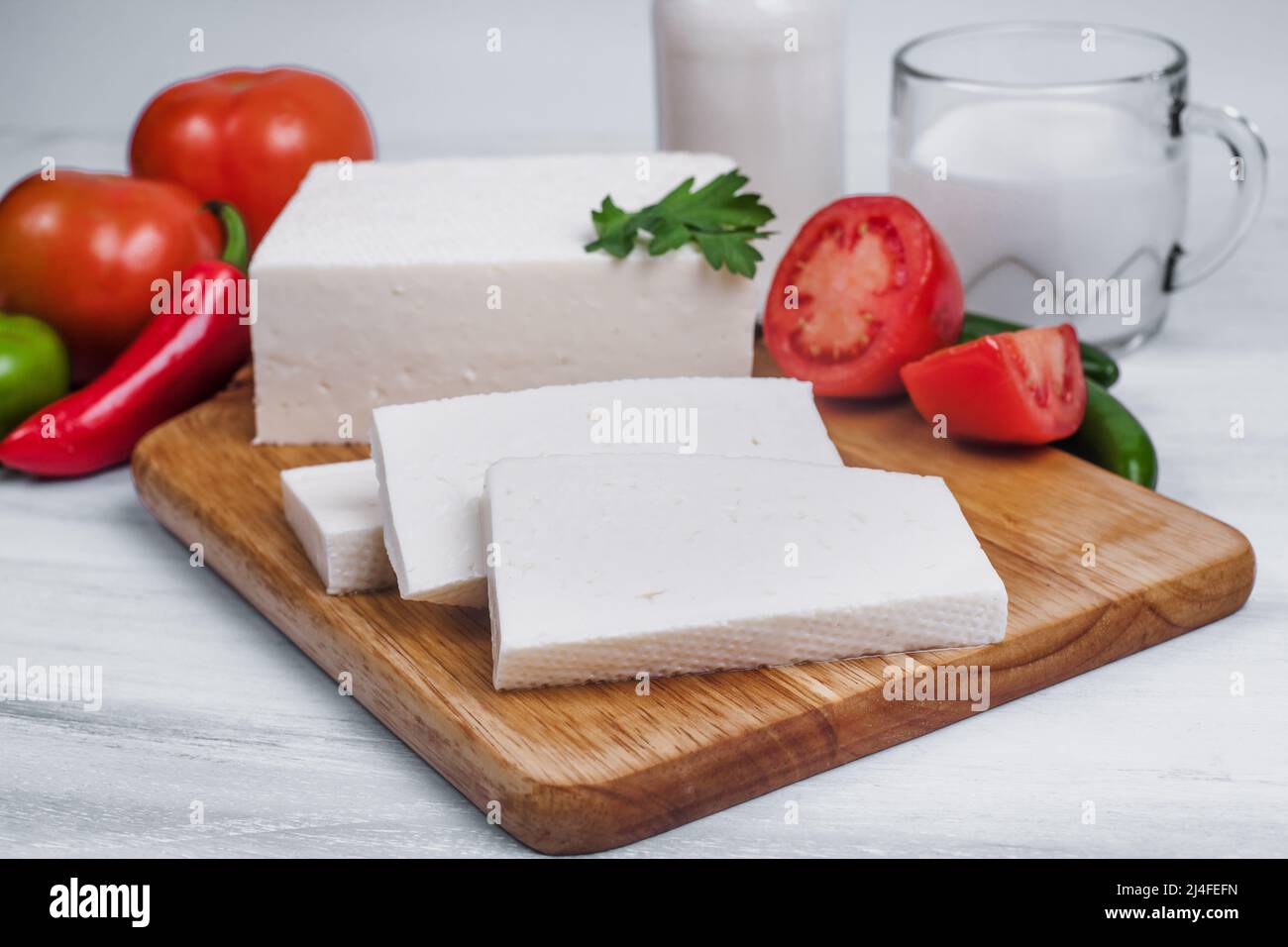 Mexican white panela cheese with fresh ingredients in Mexico Latin ...
