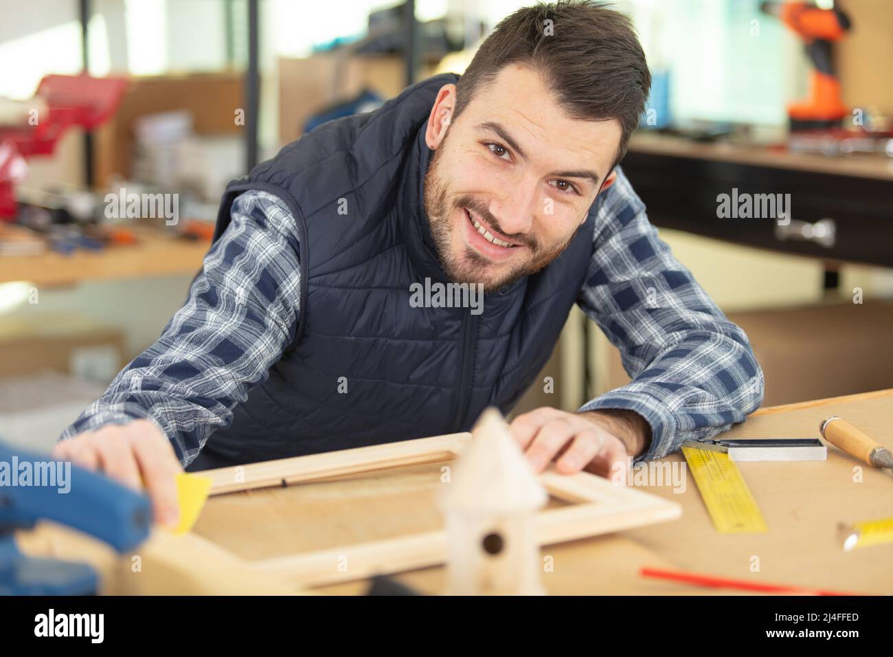 portrait of a carpenter in his workshop Stock Photo - Alamy