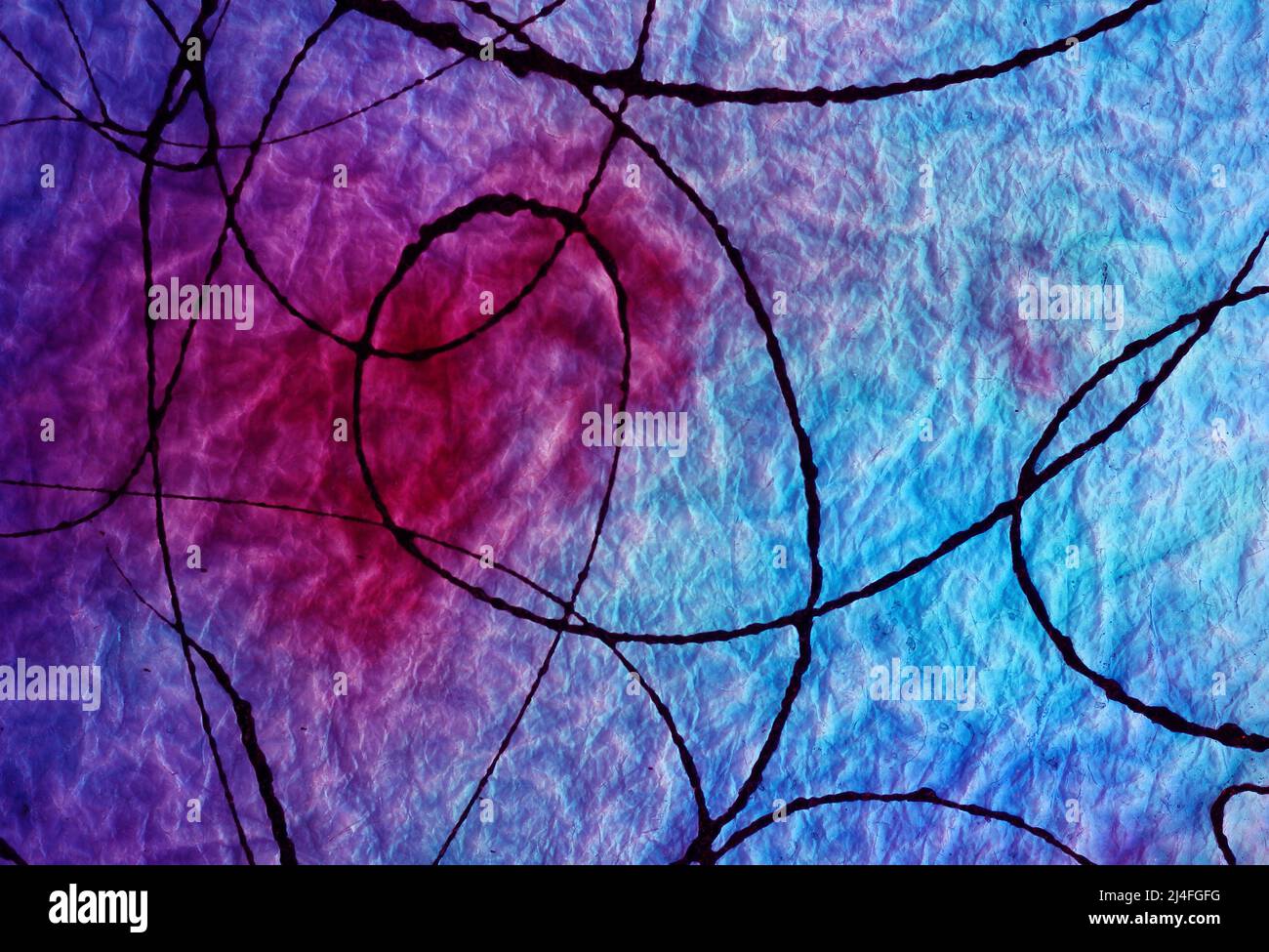 Antique Blue Glass With Black Paint Splashed on surface and Light ...