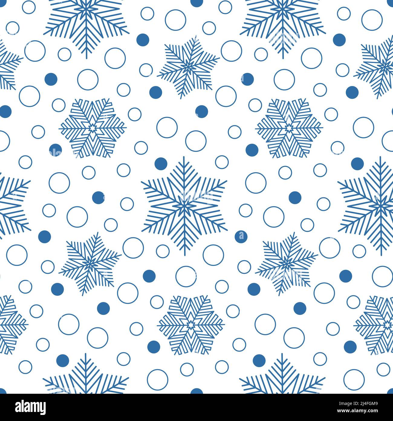 Snowy Christmas seamless pattern, circle ball snow snowflake decoration ...