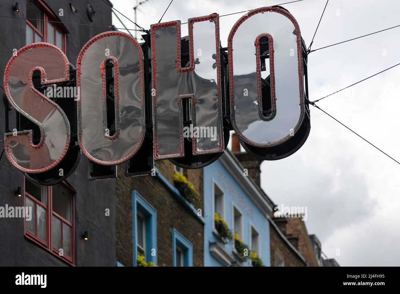 LONDON, UK - APRIL 13, 2022: Large Soho sign in Beak Street Stock Photo ...