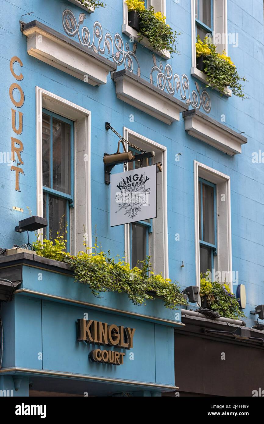 LONDON, UK - APRIL 13, 2022: Signs above the entrance to Kingly Court ...