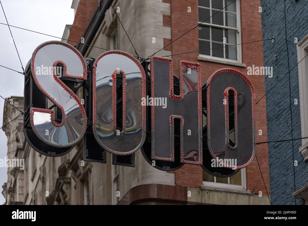 LONDON, UK - APRIL 13, 2022: Large Soho sign in Beak Street Stock Photo ...