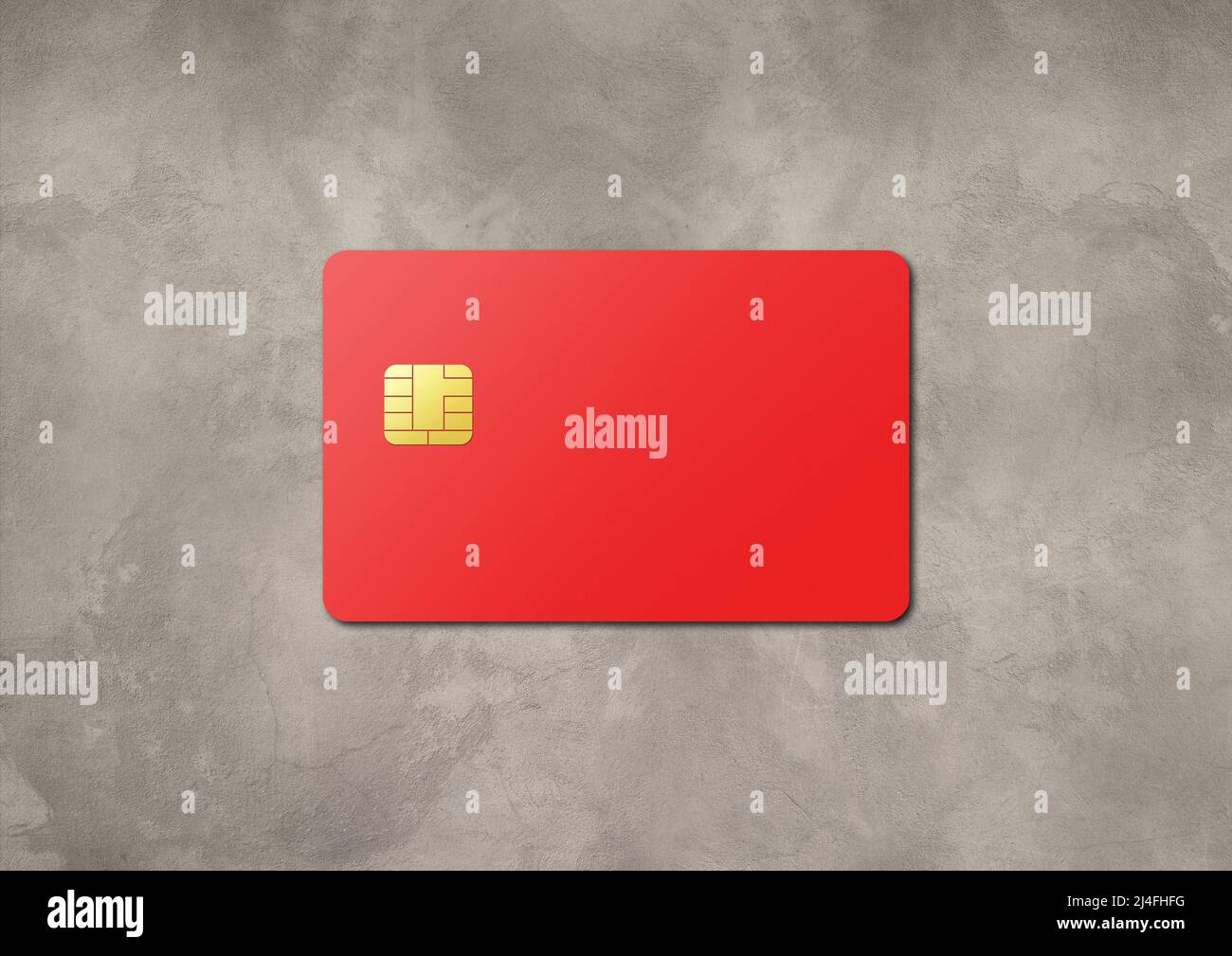 Red credit card template on a concrete background. 3D illustration ...