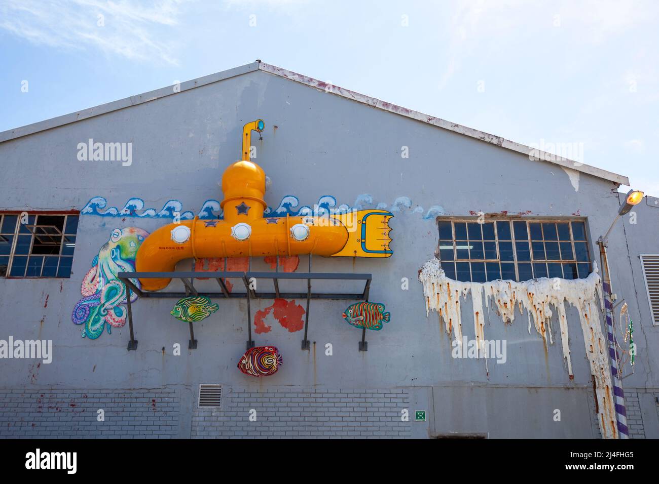 Murals Outside Hout Bay Market on Factory exterior in Cape Town, South ...