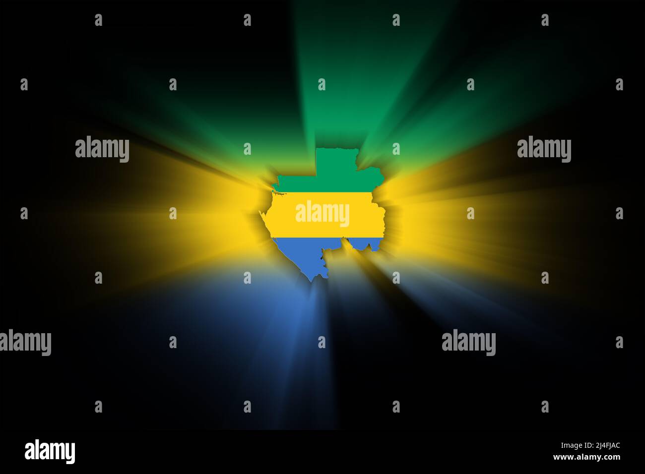 Map of Gabon, on black background, map with flag Stock Photo - Alamy