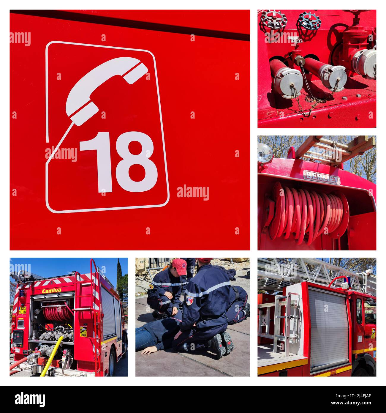 collage on the theme of French firefighters Stock Photo - Alamy