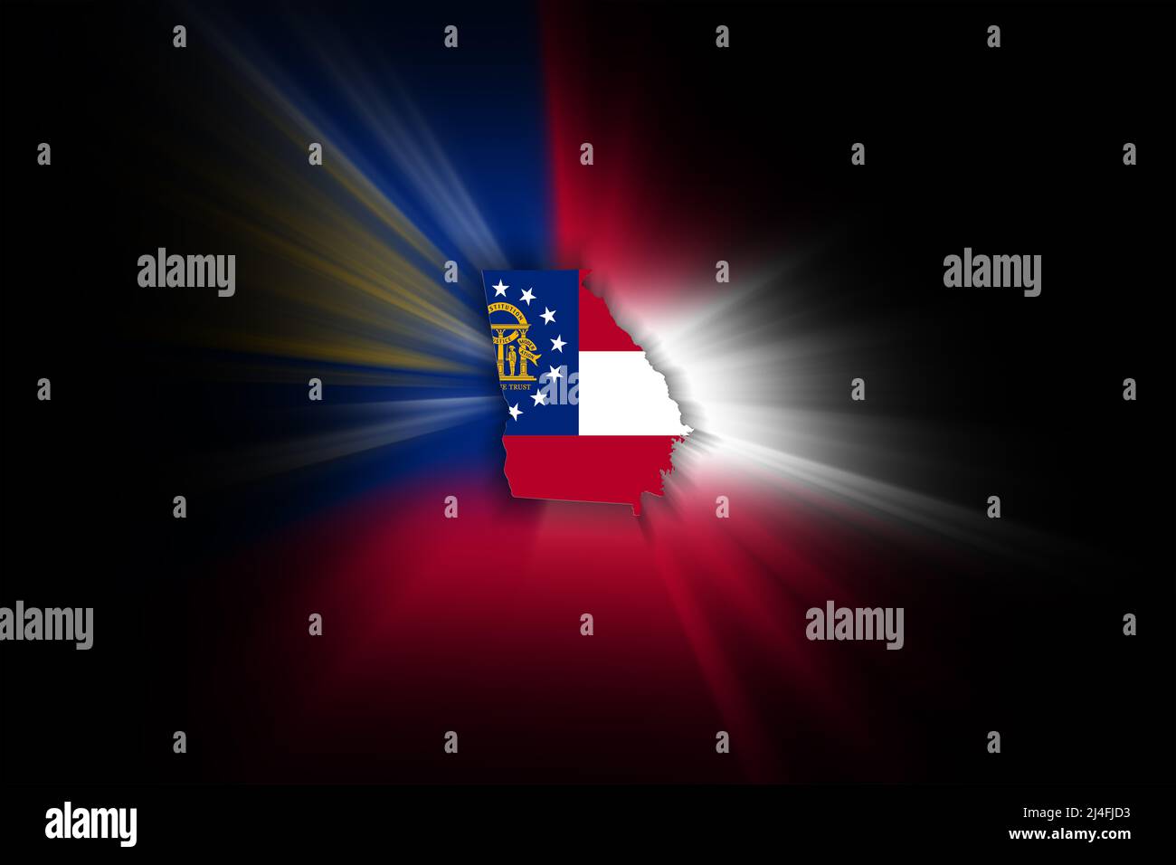 Map of Georgia, on black background, map with flag Stock Photo - Alamy