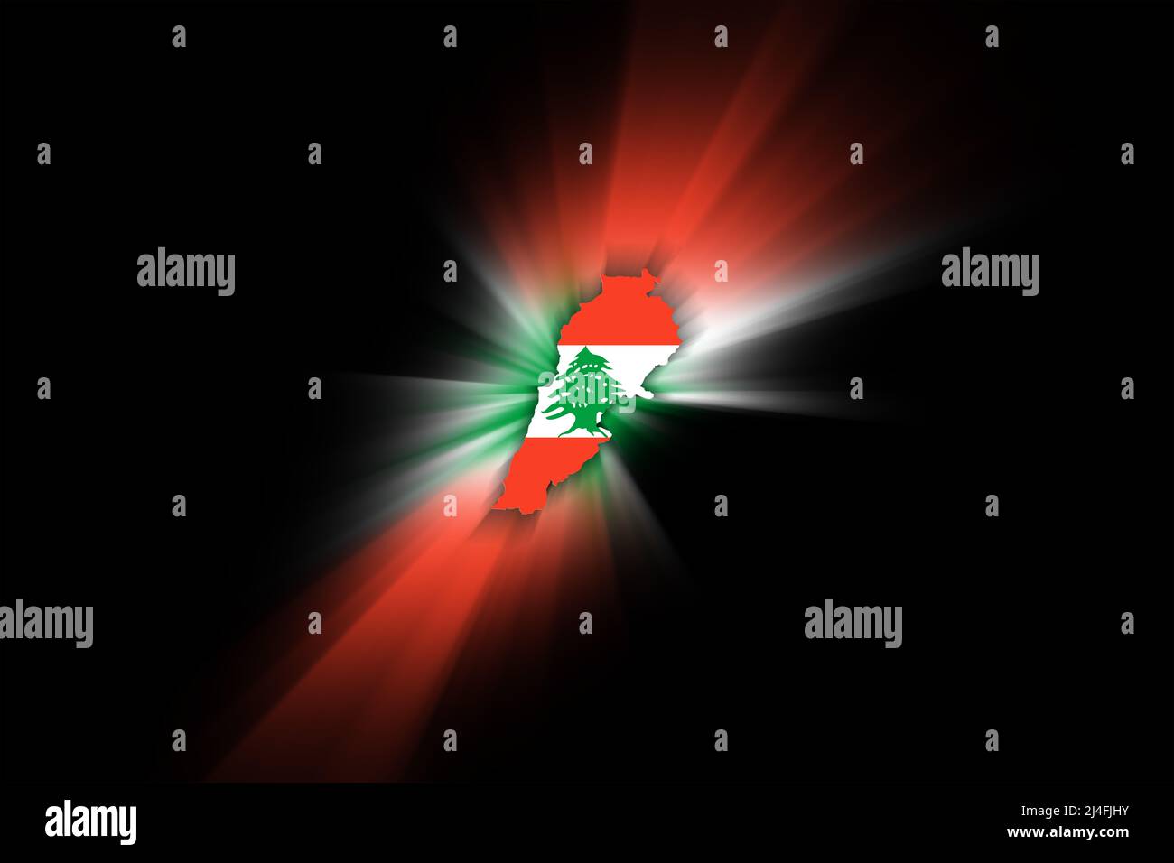 Map of Lebanon, on black background, map with flag Stock Photo - Alamy