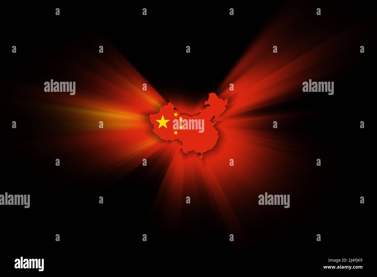Map of China, on black background, map with flag Stock Photo - Alamy