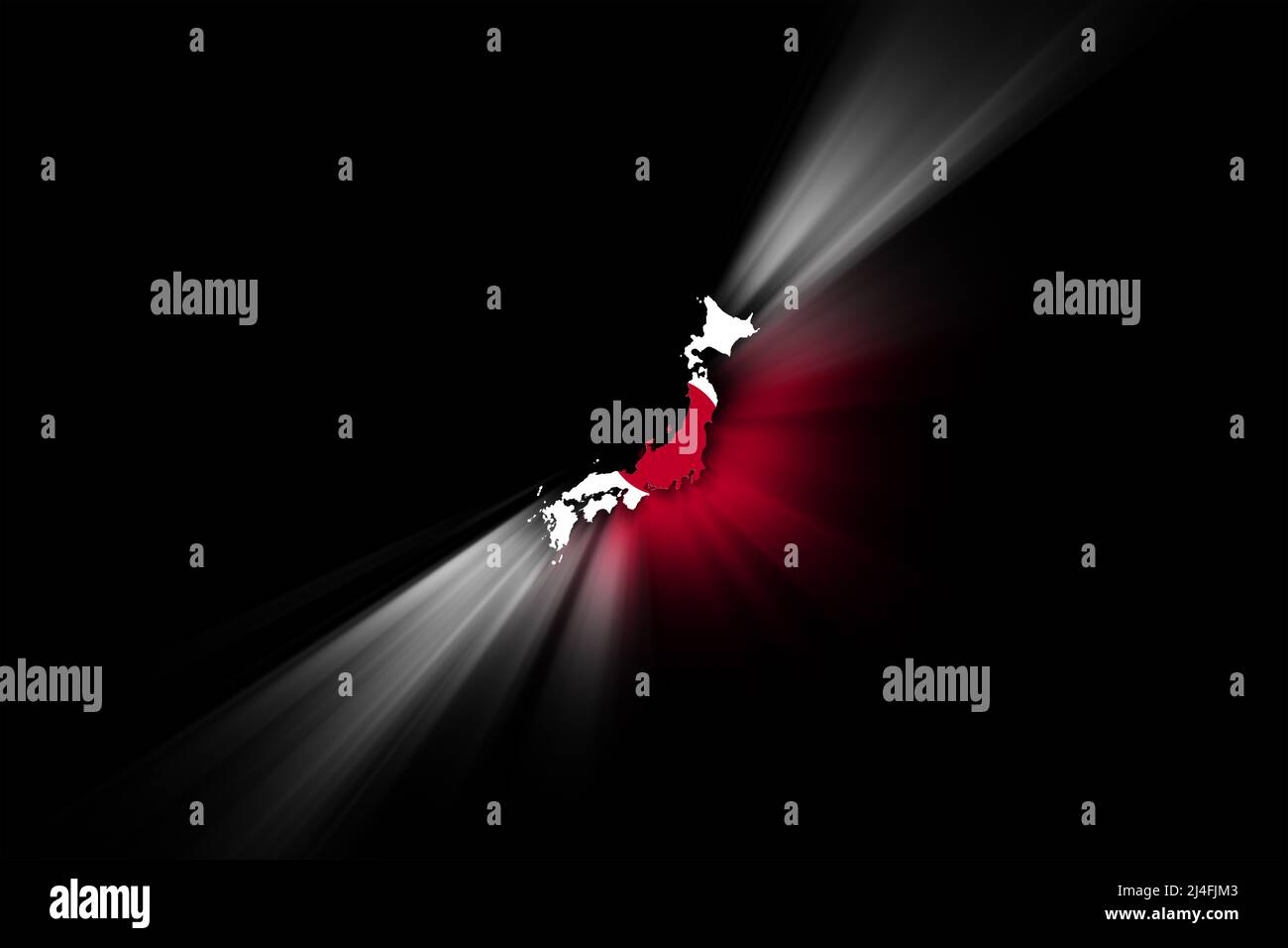 Map of Japan, on black background, map with flag Stock Photo - Alamy