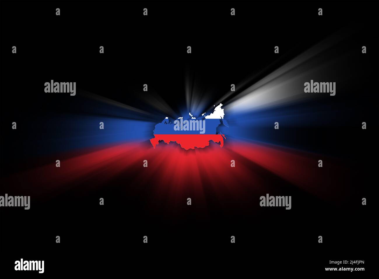 Map of Russia, on black background, map with flag Stock Photo - Alamy