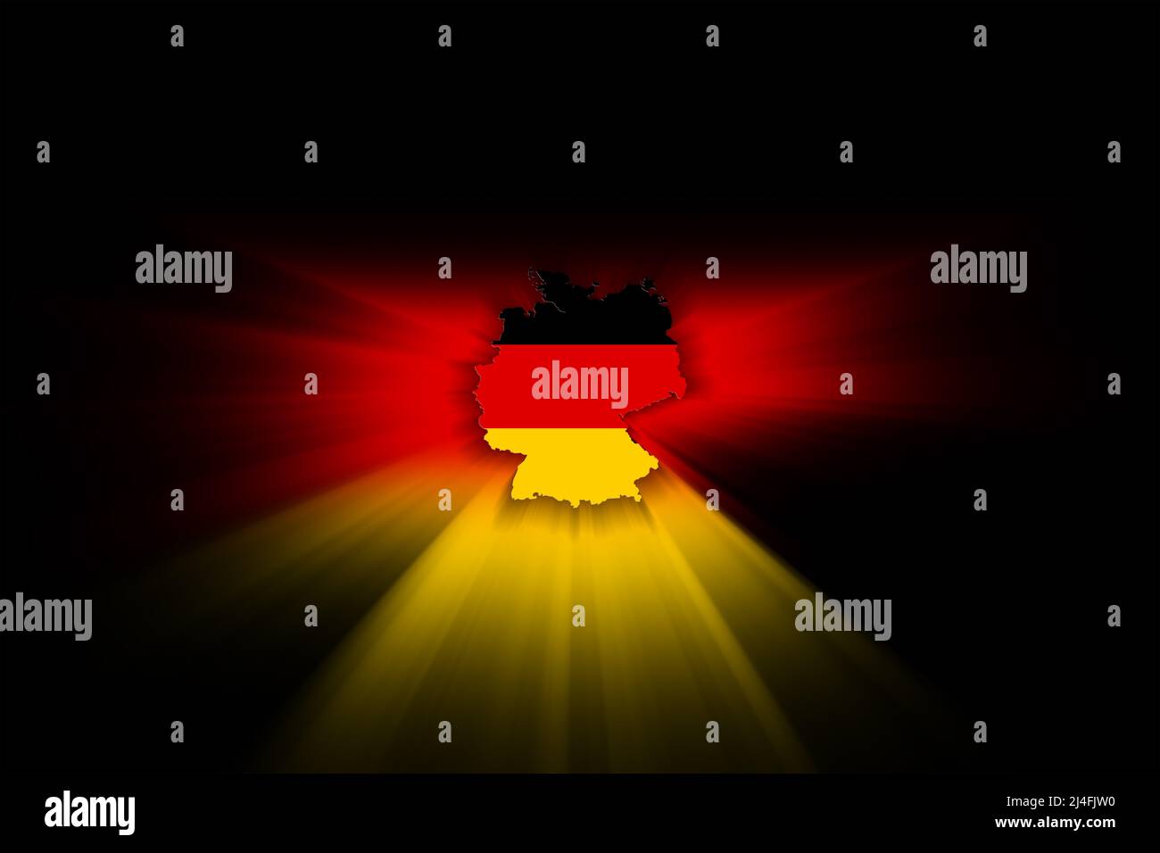 Map of Germany, on black background, map with flag Stock Photo - Alamy