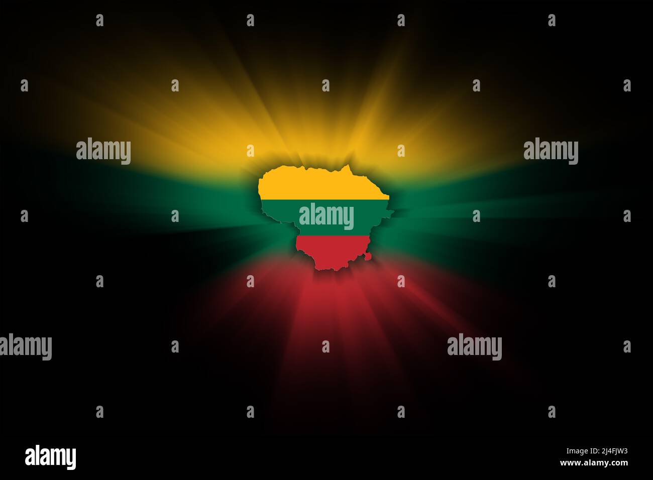 Map of Lithuania, on black background, map with flag Stock Photo - Alamy