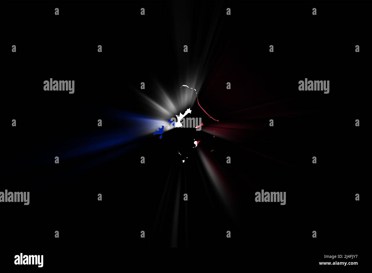 Map of French Polynesia, on black background, map with flag Stock Photo ...