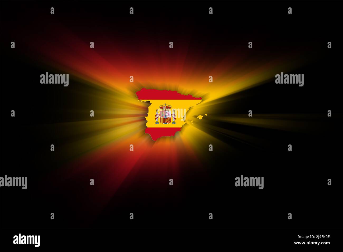 Map of Spain, on black background, map with flag Stock Photo - Alamy