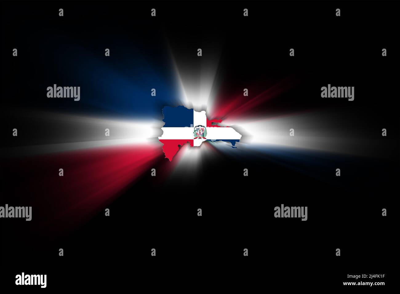 Map of Dominican Republic, on black background, map with flag Stock ...