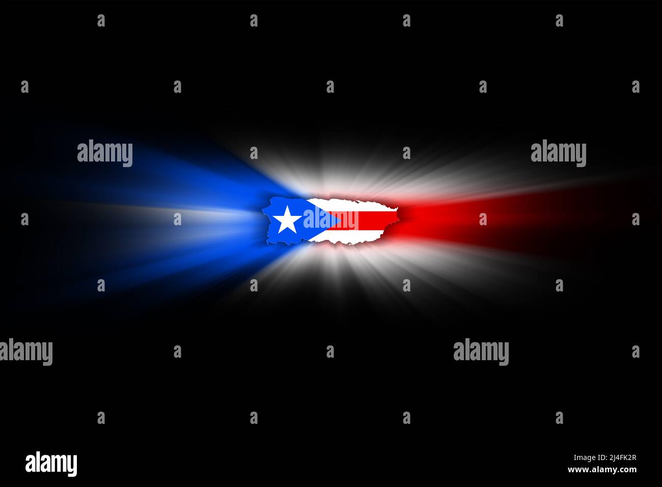 Map of Puerto Rico, on black background, map with flag Stock Photo - Alamy