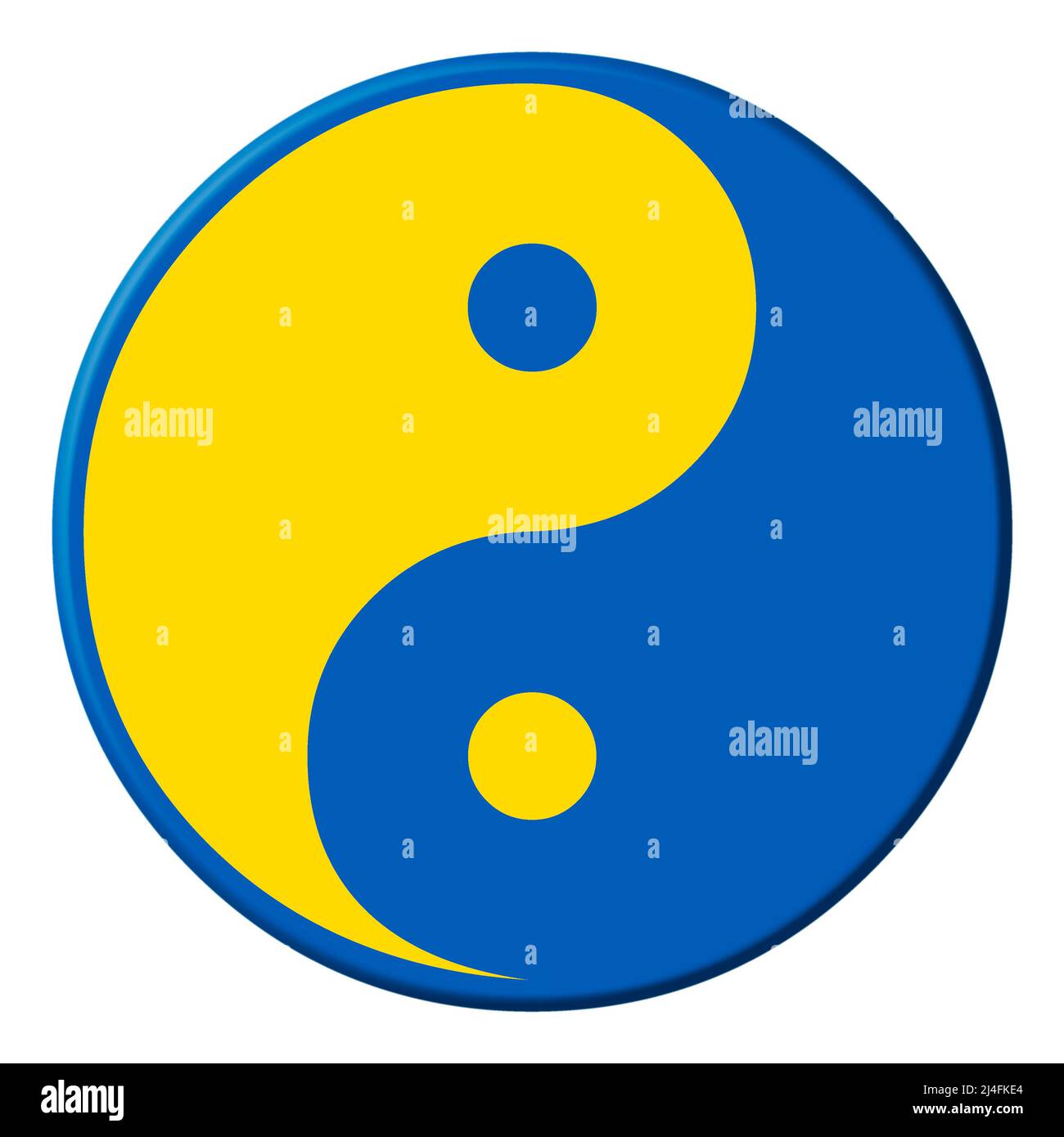 yin yang symbol painted as Ukrainian flag over white Stock Photo - Alamy