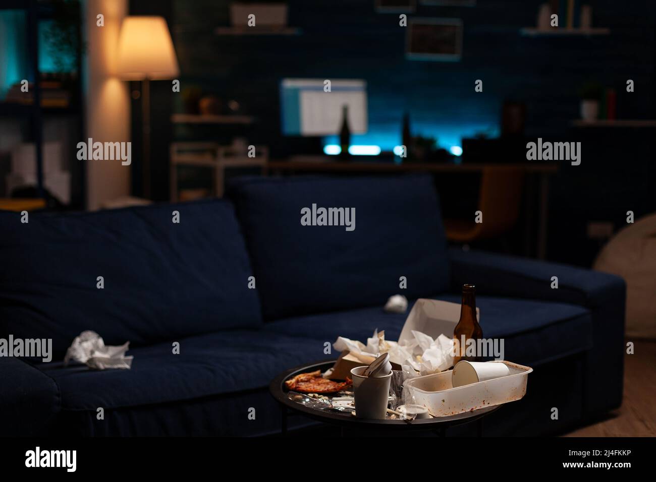 Empty unorganized space with dirty trash and stinky rubbish, messy ...