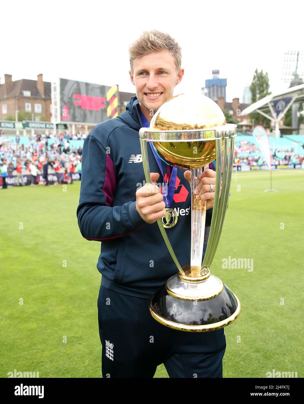 File photo dated 15-07-2019 of England's Joe Root poses with the trophy ...